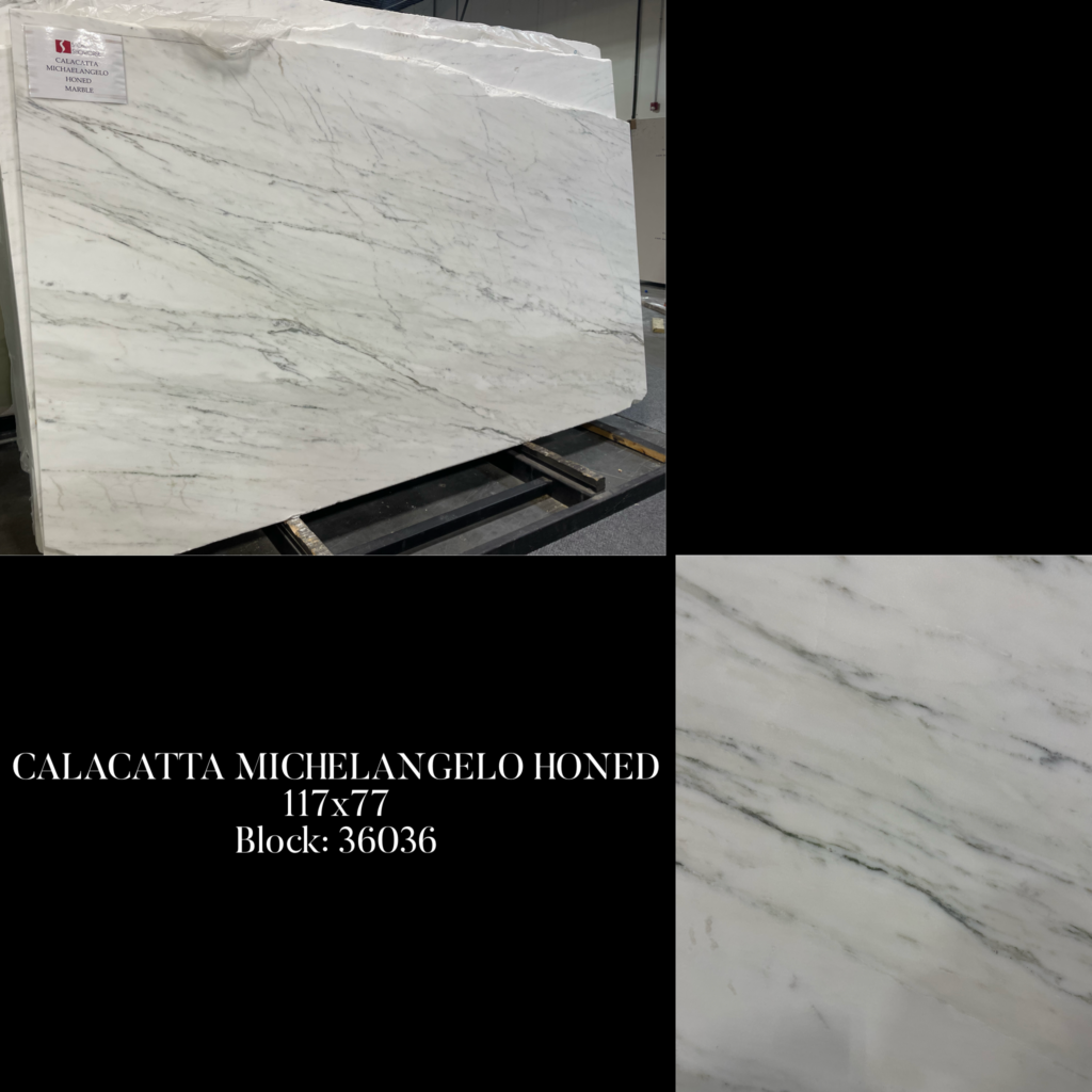 CALACATTA MICHAEL ANGELO HONED (117x77 Avg sq.ft 62.56 slab size )SSC ...